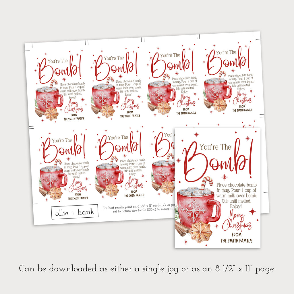 Hot Cocoa Bomb Labels | Hot Chocolate Bomb Tags | Ollie + Hank