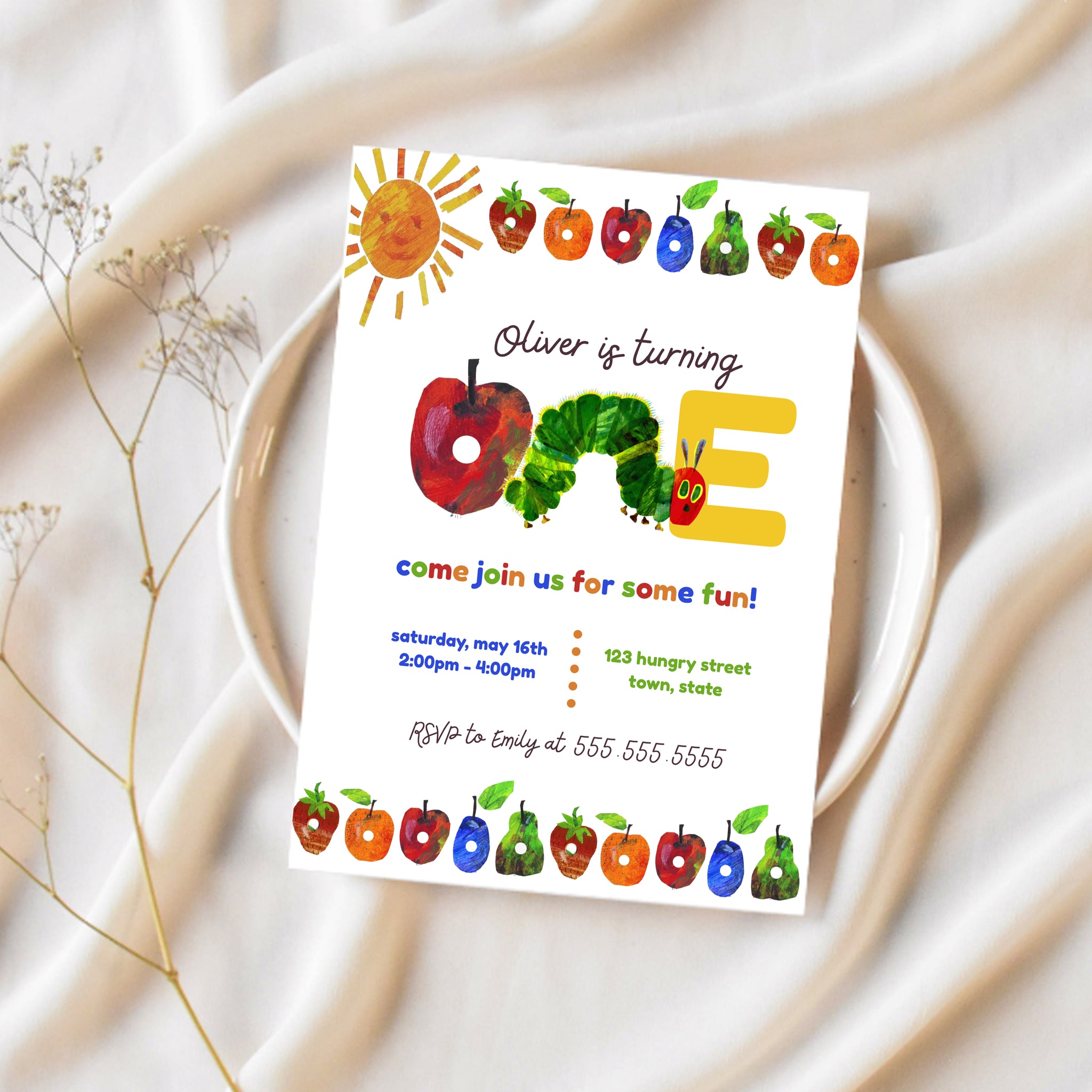 Hungry Caterpillar Invitation | Very Hungry Caterpillar Birthday ...
