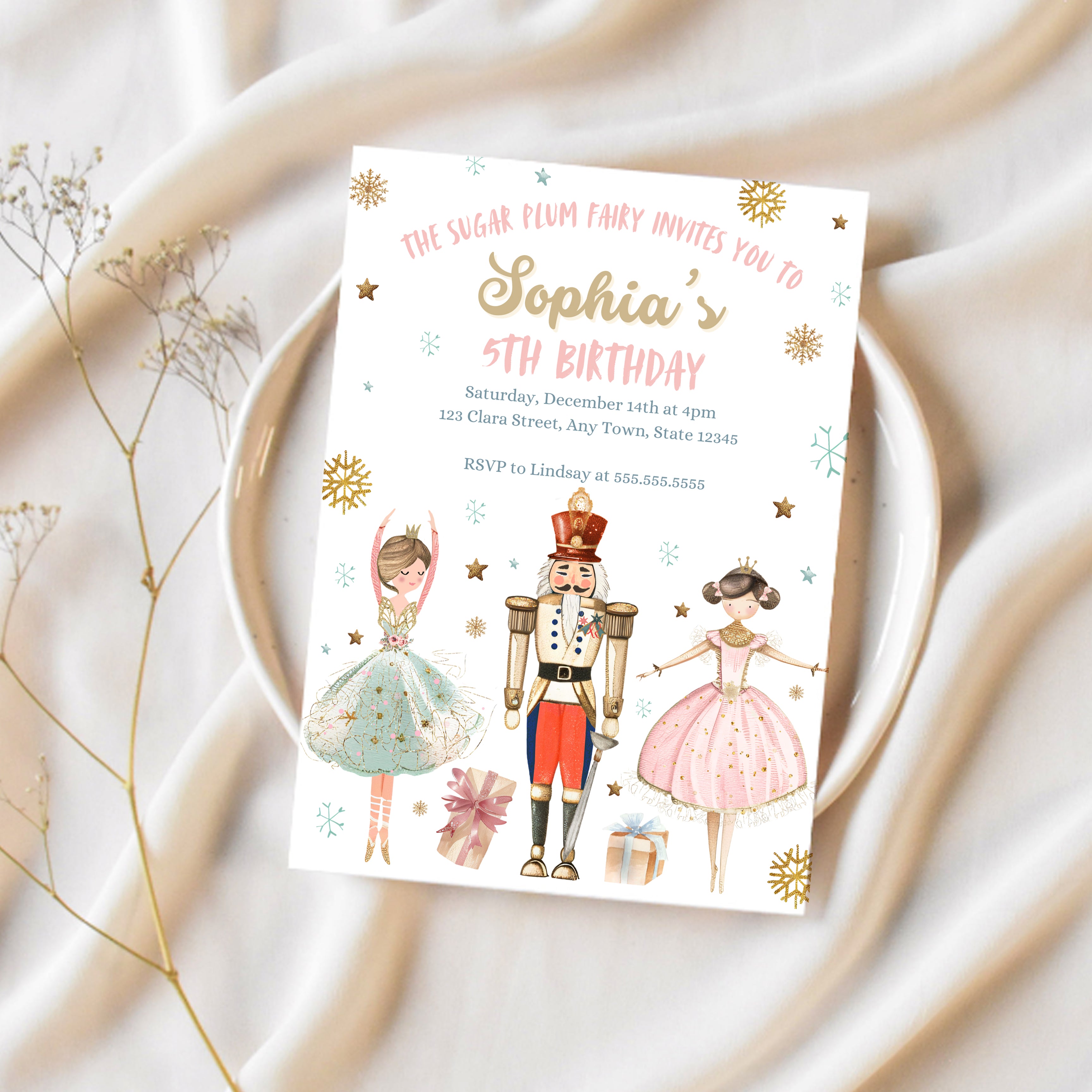 Pink Nutcracker Party Invitations Kara's Party Ideas Whimsical Pastel