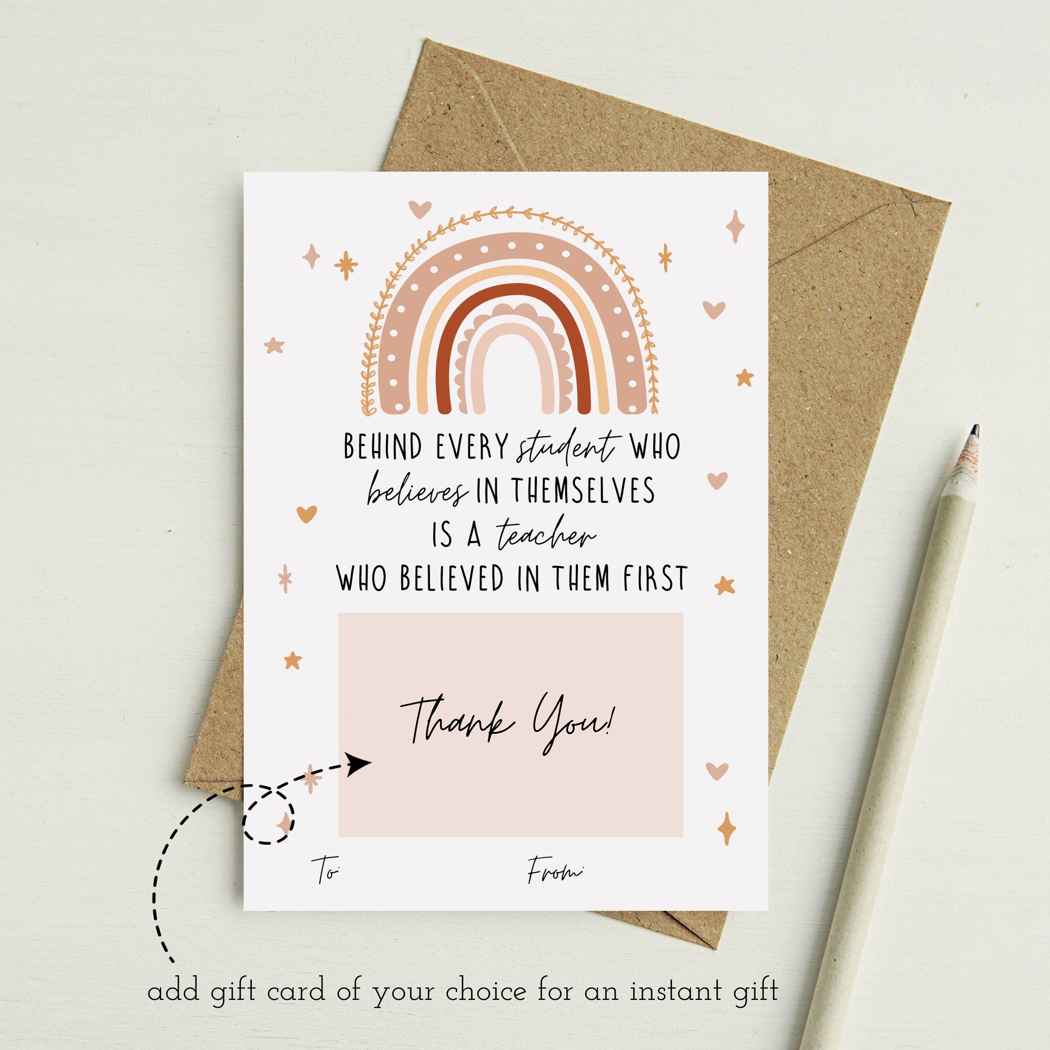 Teacher Appreciation Card Teacher Appreciation Gift Card Printable